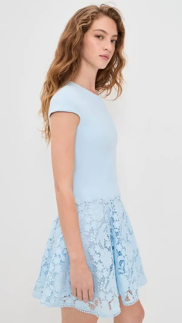 SELF-PORTRAIT Crepe Lace Mini Dress - Blue