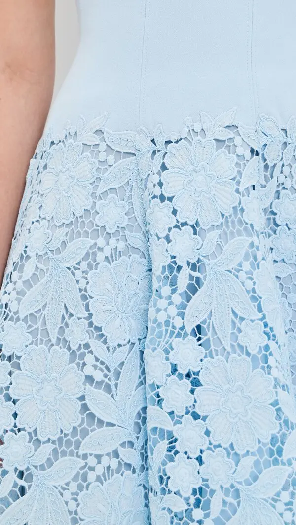 SELF-PORTRAIT Crepe Lace Mini Dress - Blue