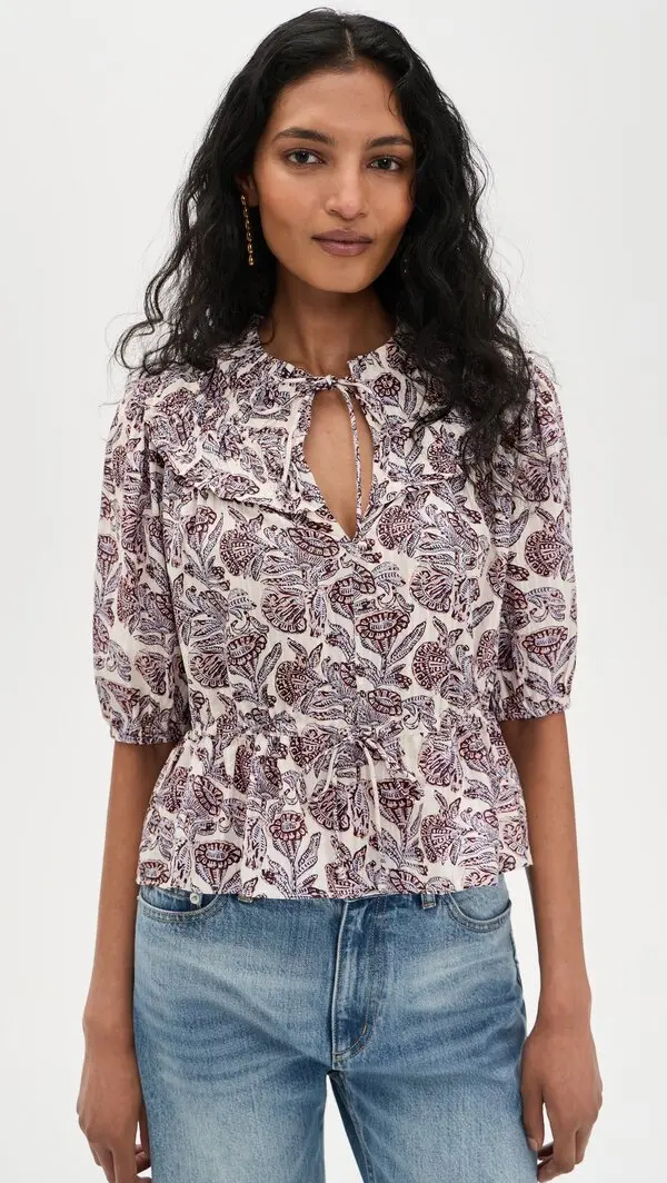 Ulla Johnson Elvie Short Sleeve Cotton Top - Meadow