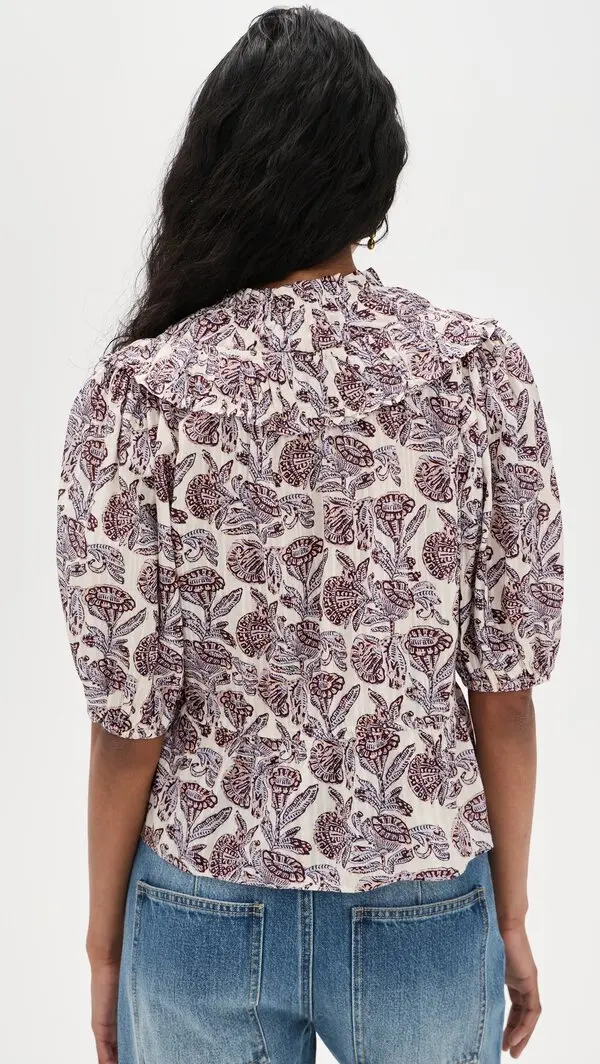 Ulla Johnson Elvie Short Sleeve Cotton Top - Meadow