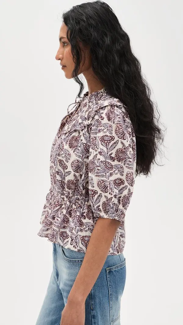 Ulla Johnson Elvie Short Sleeve Cotton Top - Meadow