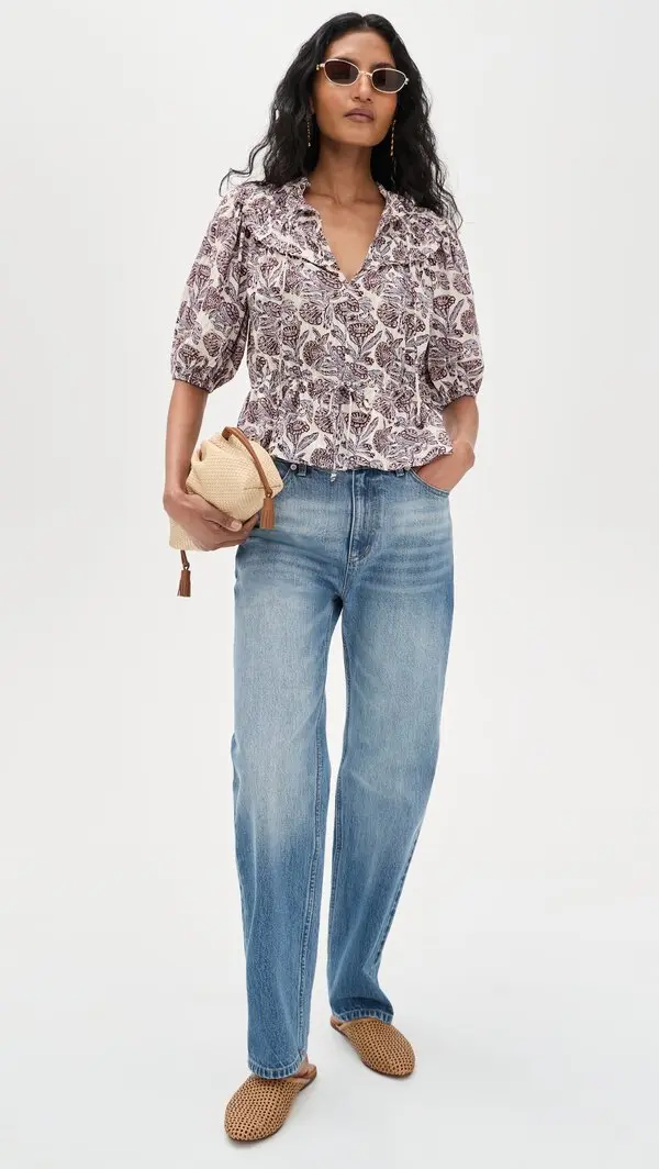 Ulla Johnson Elvie Short Sleeve Cotton Top - Meadow