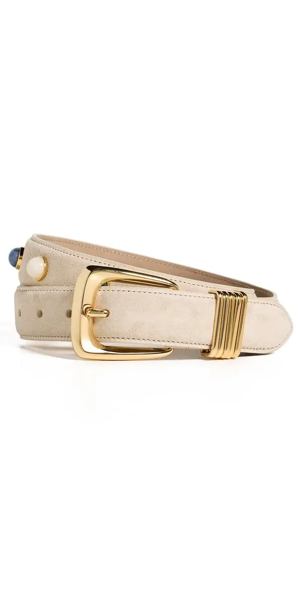 Veronica Beard Stone Embellished Arch Belt - Stone Khaki