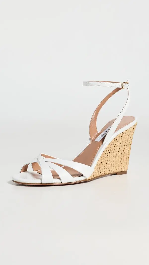 AQUAZZURA Tati Raffia Wedge Sandals