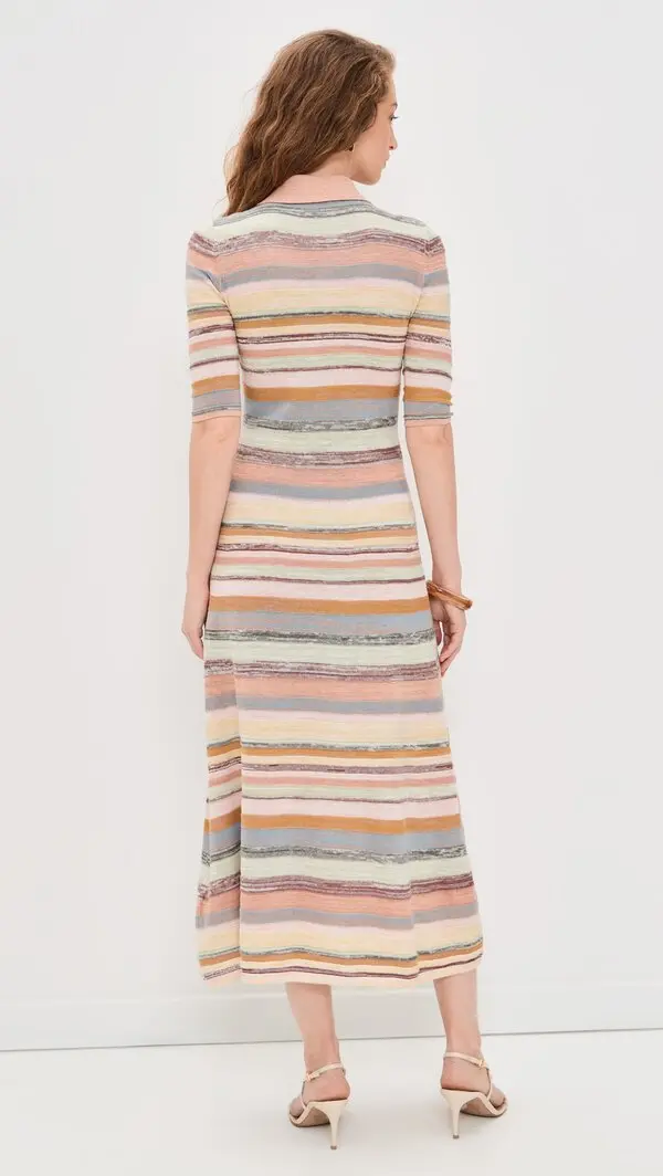 Zimmermann Luna Striped Polo Midi Dress