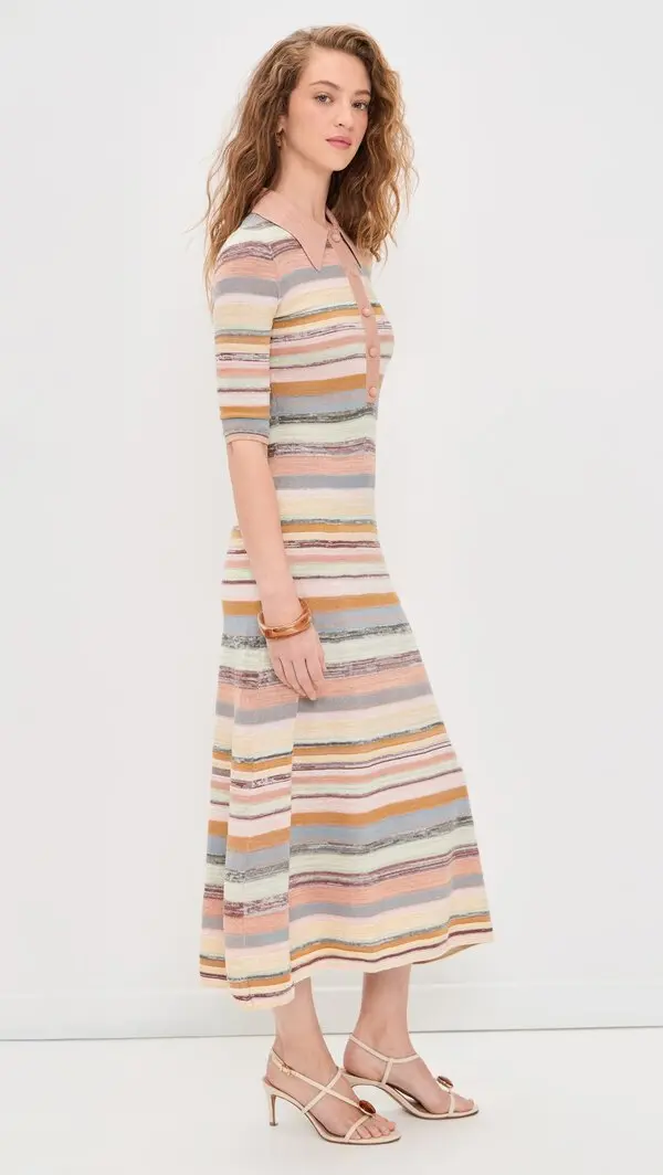 Zimmermann Luna Striped Polo Midi Dress