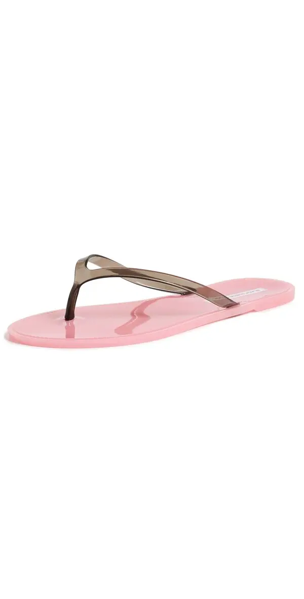 BLACK SUEDE STUDIO Crystal Jelly Flip Flops - Bubble Gum/black Pvc