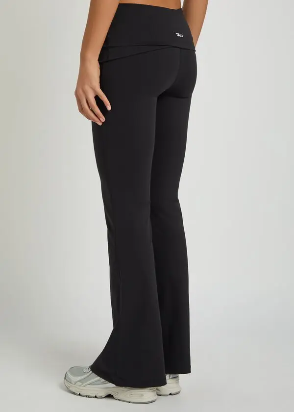 TALA Dayflex Fold-waist Flared Stretch-jersey Trousers - Black
