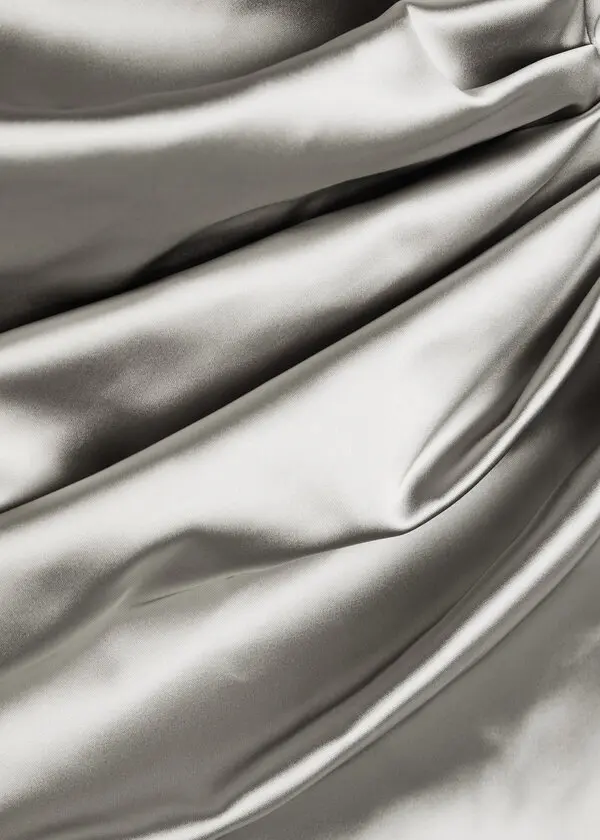 Talbot Runhof Gathered Satin Gown - Grey