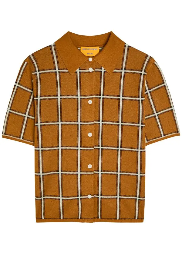 Guest In Residence Picnic Plaid Silk And Linen-blend Shirt - Brown