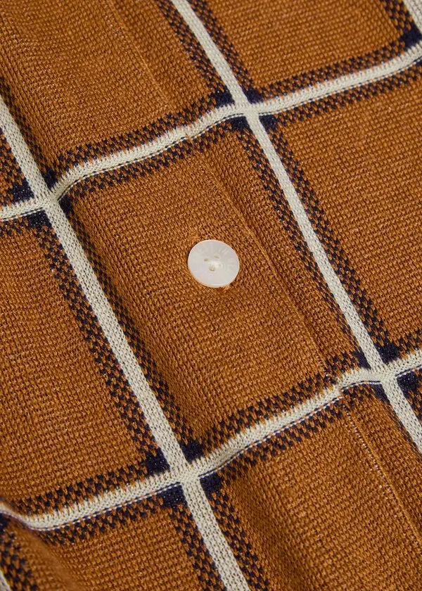 Guest In Residence Picnic Plaid Silk And Linen-blend Shirt - Brown