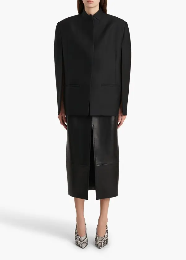 Khaite Dolso Leather Cape Jacket