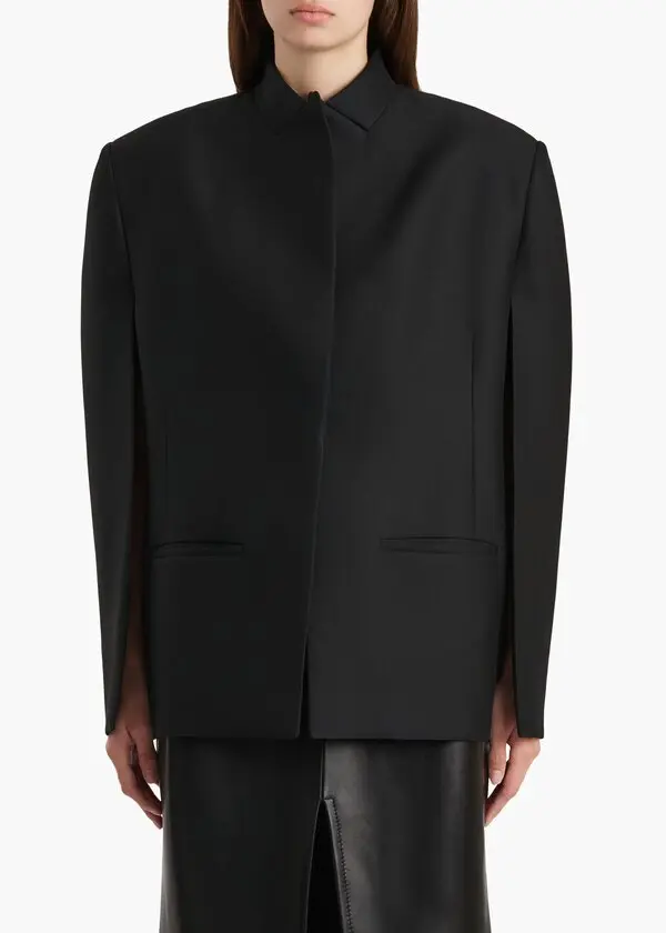 Khaite Dolso Leather Cape Jacket