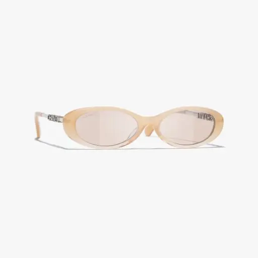 Chanel Oval Sunglasses - Beige
