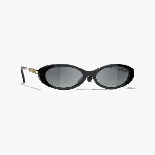 Chanel Oval Sunglasses - Black