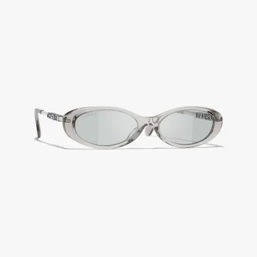 Chanel Oval Sunglasses - Light Gray