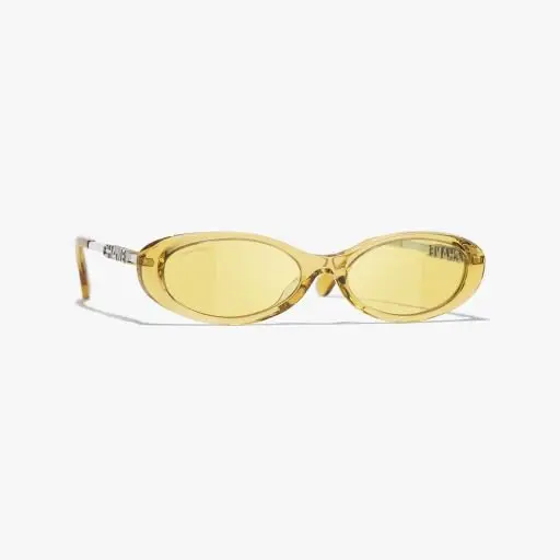 Chanel Oval Sunglasses - Transparent Yellow