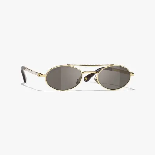 Chanel Oval Sunglasses - Gold