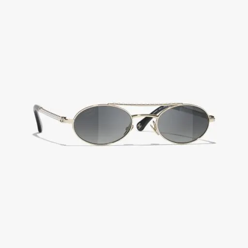 Chanel Oval Sunglasses - Light Gold