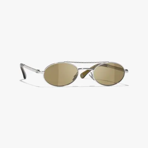 Chanel Oval Sunglasses - Silver