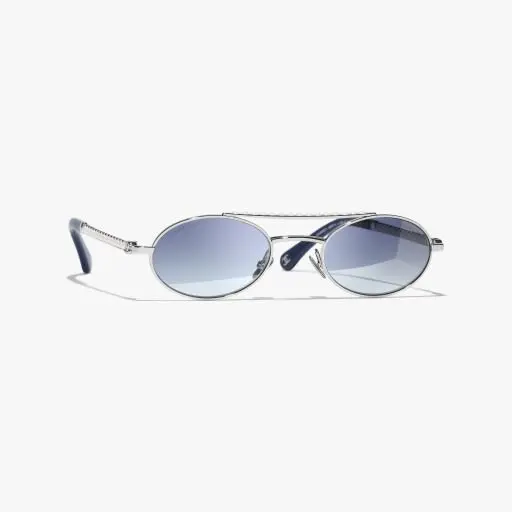 Chanel Oval Sunglasses - Silver
