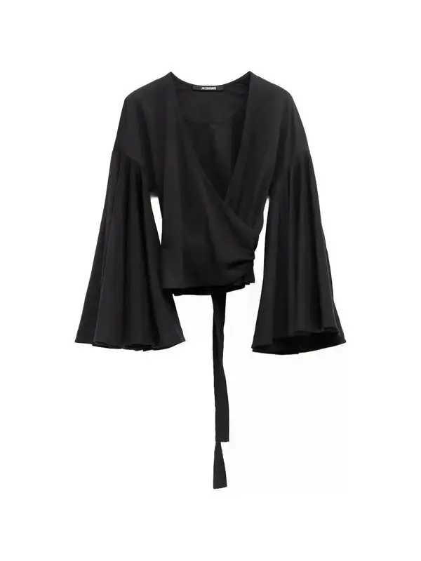 Jacquemus Le Cache Coeur Ventadou Bell-sleeve Top - Black