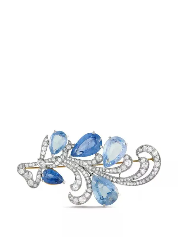 LB EXCLUSIVE Diamond And Sapphire Brooch - Silver
