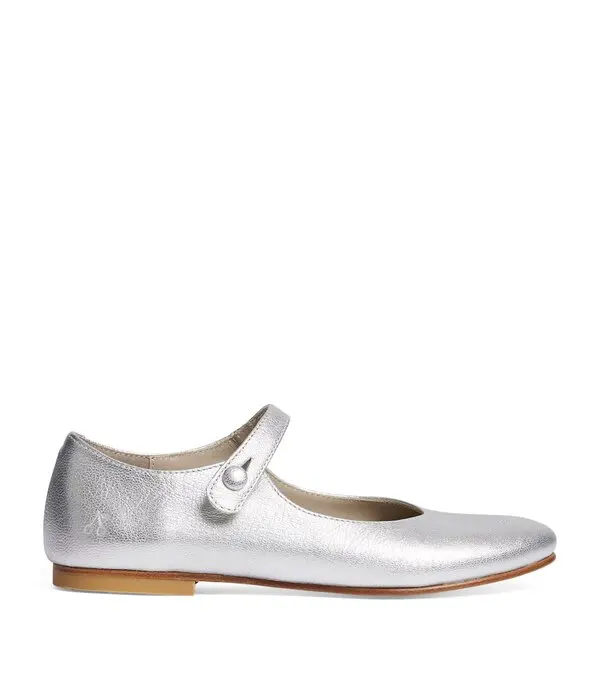 Bonpoint Leather Ella Ballet Flats - Silver