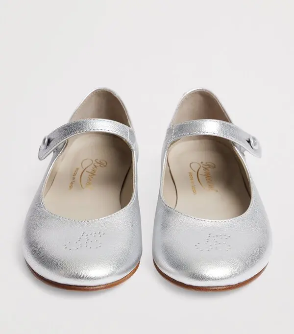 Bonpoint Leather Ella Ballet Flats - Silver