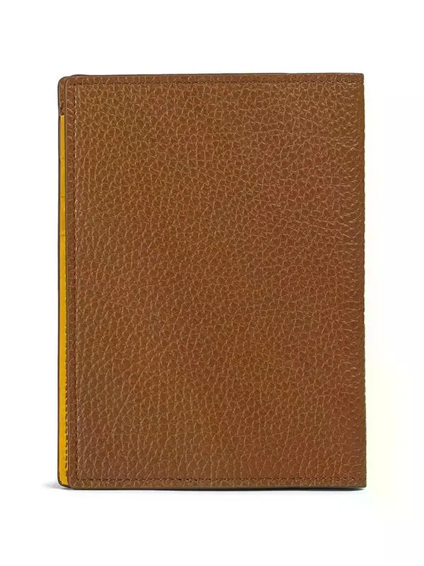 DOUCAL'S Tumbled Leather Passport Holder - Brown