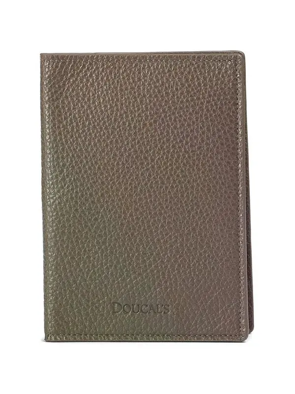 DOUCAL'S Tumbled Leather Passport Holder - Brown