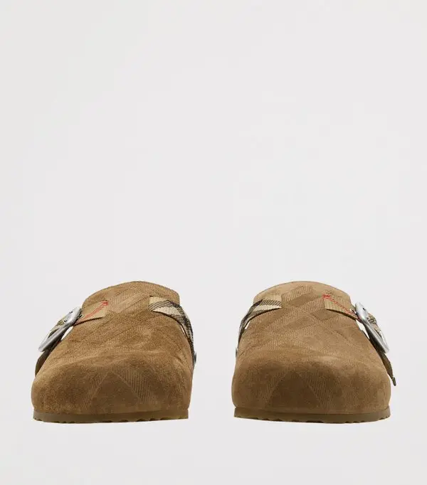 Burberry Suede Check-trim Urchin Clogs
