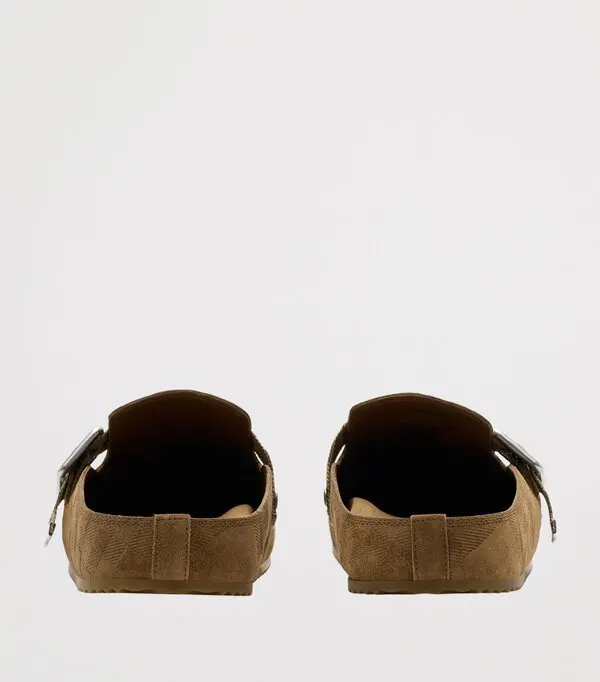 Burberry Suede Check-trim Urchin Clogs