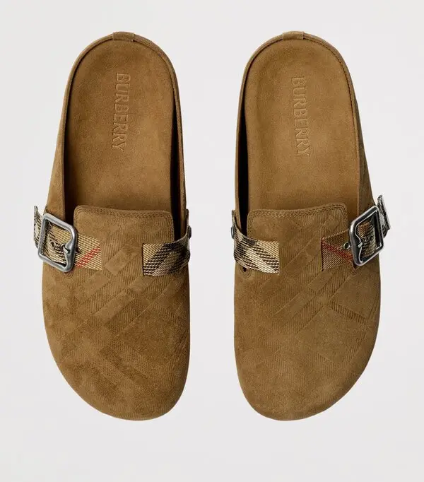 Burberry Suede Check-trim Urchin Clogs
