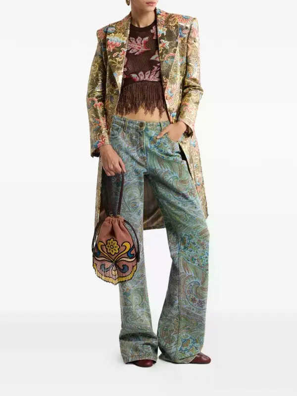 Etro Jacquard Crop Top With Fringing