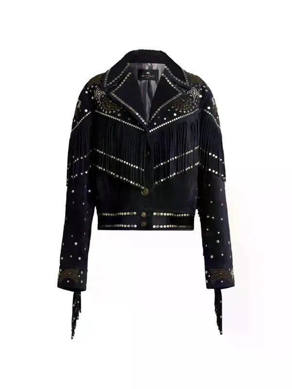 Etro Studded Fringed Leather Jacket