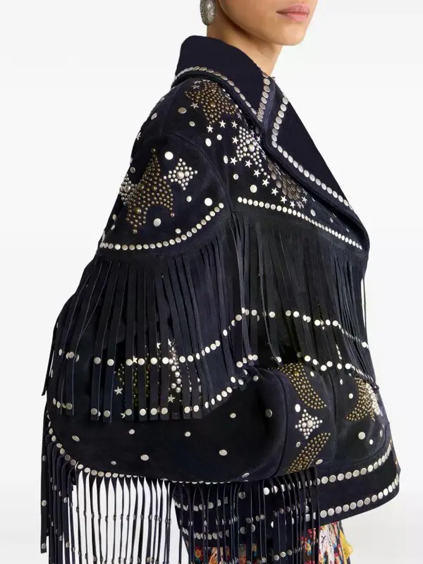 Etro Studded Fringed Leather Jacket