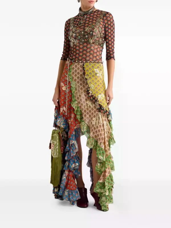 Etro Asymmetric Skirt With Floral And Paisley Print
