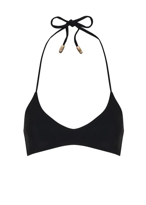 NOUNOU Elfie Scoop-neck Bikini Top - Black