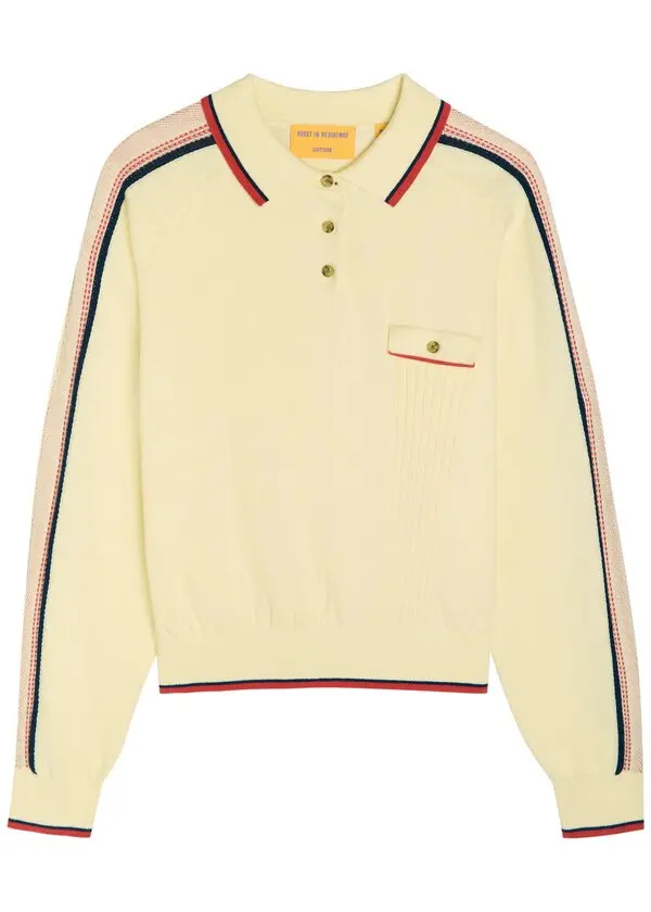 Guest In Residence Relay Cotton And Cashmere-blend Polo Jumper - Yellow