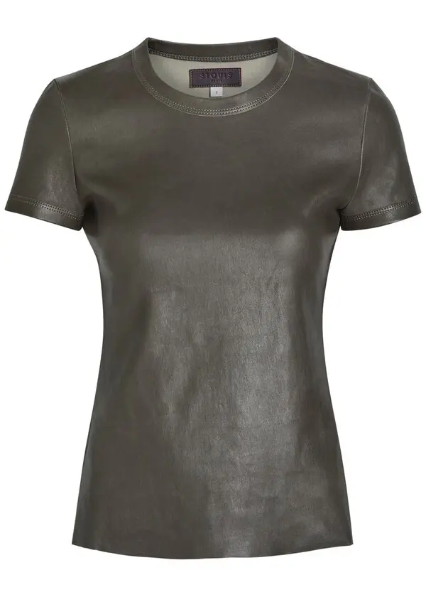 Stouls Stretch-leather T-shirt - Grey