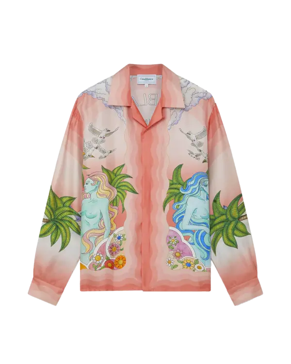 Casablanca Paix Et Amour Tennis Club Printed Silk Shirt - Multicolor