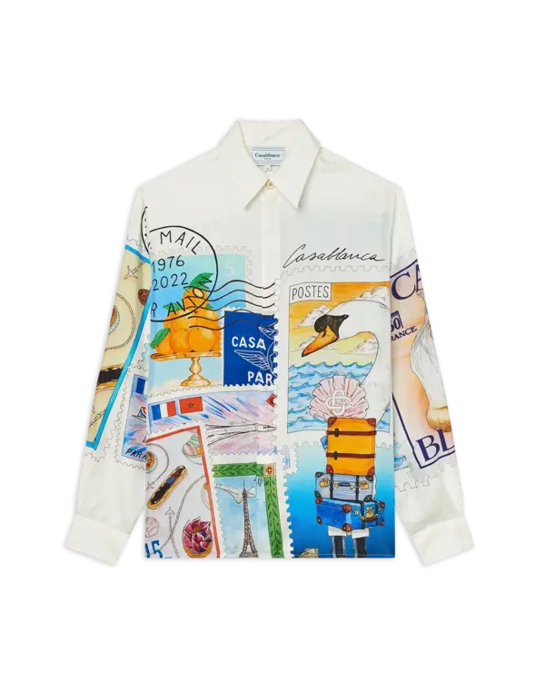 Casablanca Souvenirs De Vacances Long Sleeve Silk Shirt