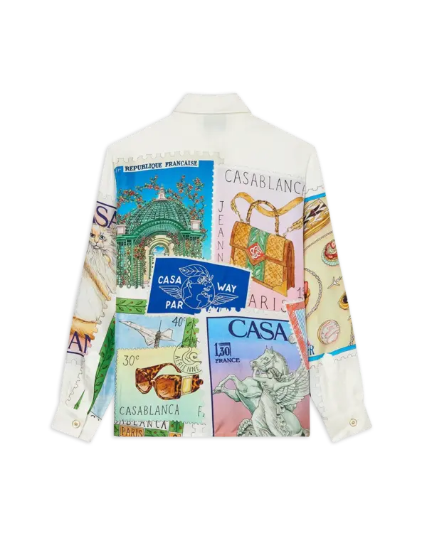Casablanca Souvenirs De Vacances Long Sleeve Silk Shirt