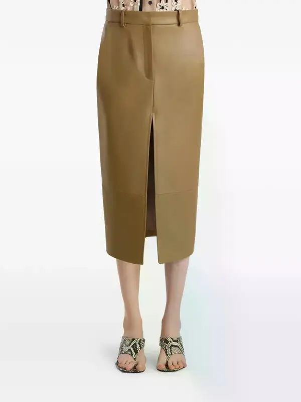 Khaite Lambskin Pencil Skirt - Brown