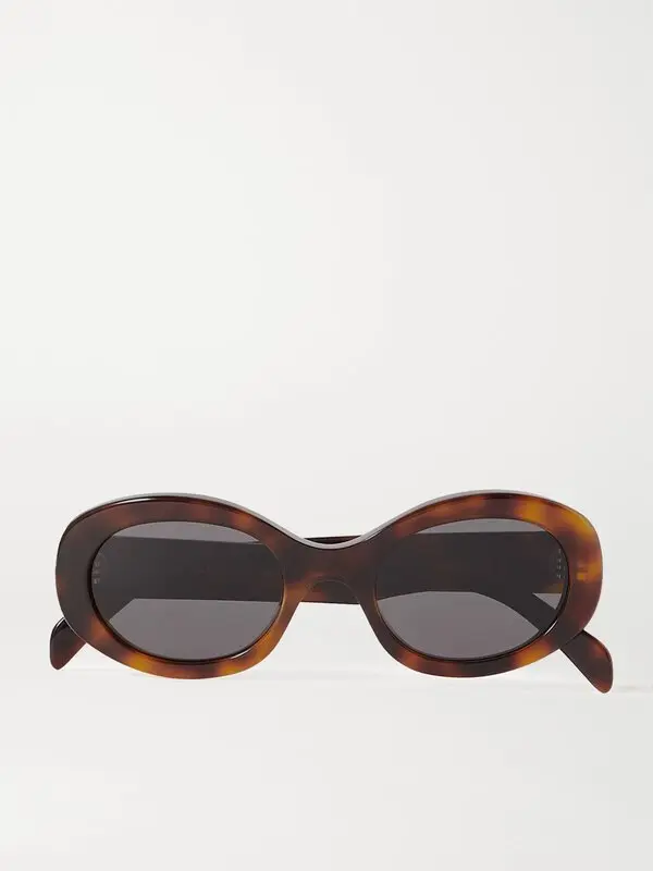 Celine Triomphe Oval-frame Sunglasses - Tortoiseshell