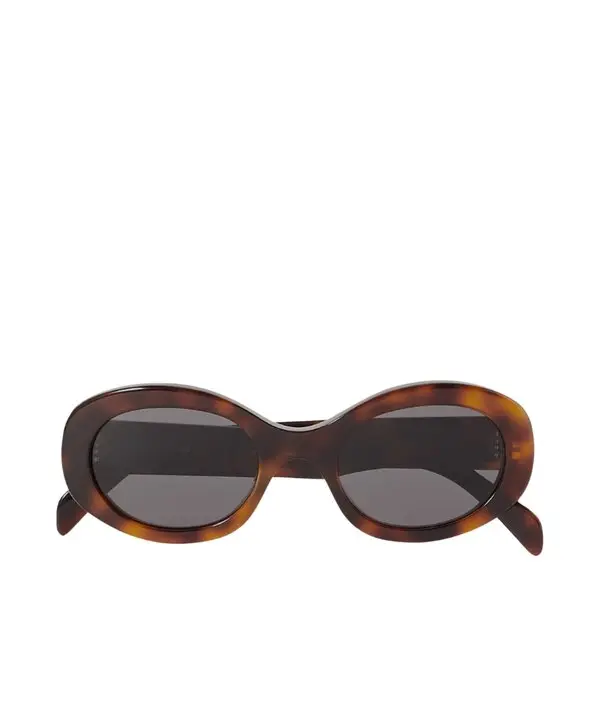 Celine Triomphe Oval-frame Sunglasses - Tortoiseshell