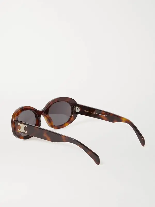 Celine Triomphe Oval-frame Sunglasses - Tortoiseshell