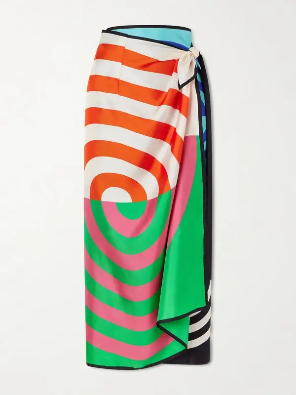 Dries Van Noten Printed Silk Wrap Scarf-skirt