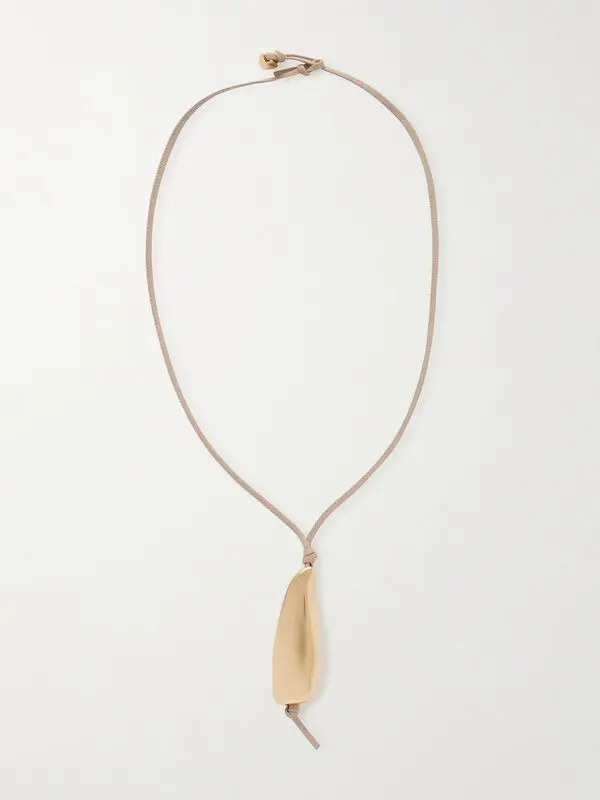 Bottega Veneta Tone And Leather Necklace - Gold